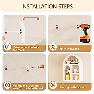 SUNHIPPIE Arched Wall Shelf, Floating Cabinet for Wall, Open Coffee Display Shelving, Countertop Storage Cabinet, Desk Shelf Organizer, Wooden Bathroom Wall Shelf Storage Rack(Large)