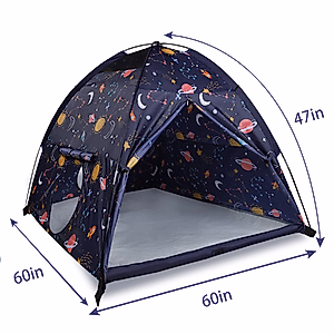 MountRhino Space World Kids Play Tent-60”x60”x47” Kids Pop Up Tent Children Camping Playhouse Indoor Outdoor Play Tents for Boys Girls Large Space Kids Tents with Rainfly Perfect Kid’s Gift