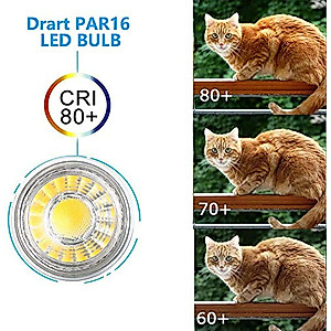 PAR16 LED Bulb Short Neck Recessed Spotlight, 5W (50W Equivalent) Curio Cabinet Light Bulb, 500 Lumens Dimmable China Cabinet Light Bulbs, Small Light Bulbs 2700K Warm White (Pack of 6)