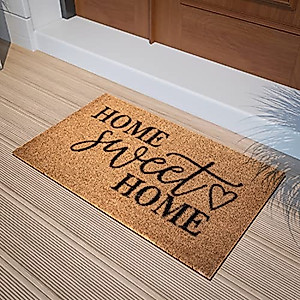 Flash Furniture Harbold Indoor/Outdoor Coir Doormat - Natural Background with Black Home Sweet Home Message - 18" x 30" - Non-Slip Backing