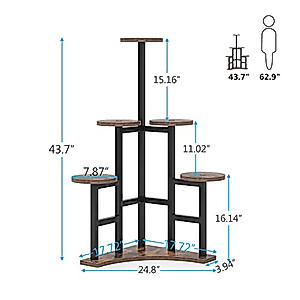 LITTLE TREE 6 Tiered Corner Plant Stand Indoor, Tall Plant Shelf Flower Stand Multiple Potted Plant Holder Rack for Living Room Balcony Garden, Rustic Brown
