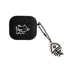 Black Cat Pattern Case for AirPods 3rd Generation 2021, Shock-Absorbing Case Cover Accessories with Pendant Full Protective Case for Women Men Girl