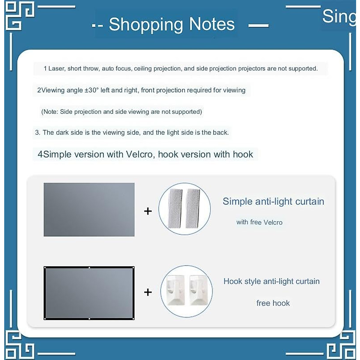 Metal Anti Light Projector Screen, high-Definition Movie Screen, Suitable for Outdoor, Indoor, Home, Office, with Sizes of 60/72/84/100 inches and ratios of 16:9/4:3 (Hook_60inch_16:9)