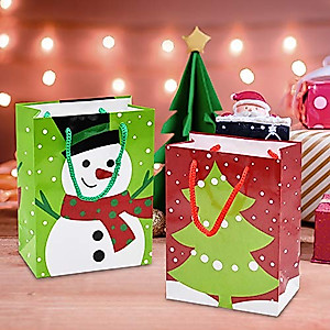 JOYIN 18 Pack Christmas Gift Bags, Holiday Paper Bags for Christmas Gift-Giving, Classroom and Party Favors (not included tissue paper)