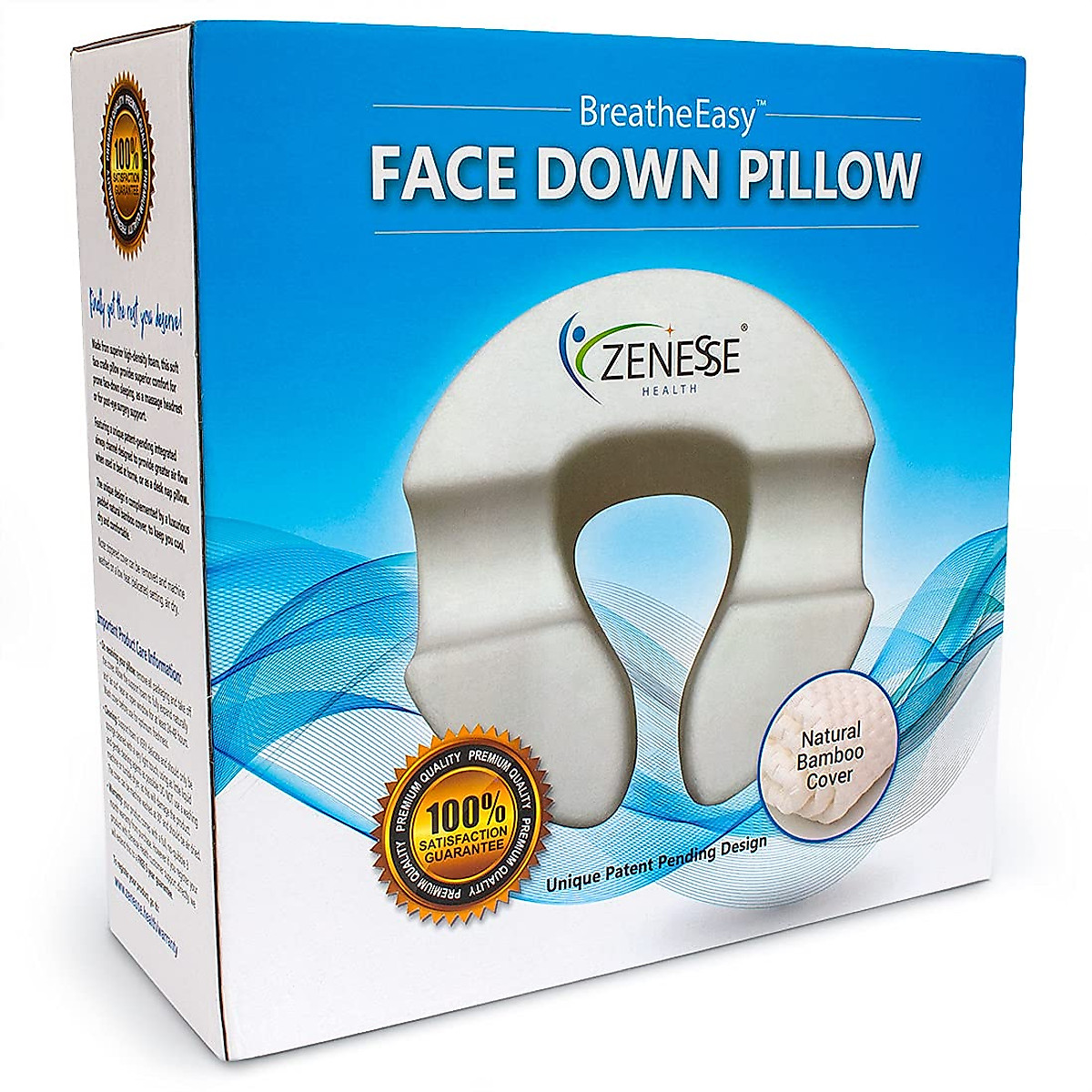 Breathe Easy Face Down Pillow - Premium Adjustable Cradle Providing Superior Comfort. Best for Prone Face-Down Resting, as a Home Massage Headrest, or Contoured Post-Eye Surgery Support.