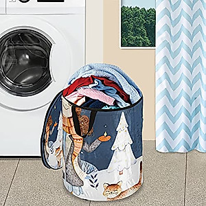 Landscape Christmas Tree Pop Up Laundry Hamper Collapsible with Lid Dirty Clothes Hamper Laundry Basket Storage Baskets Organizer for Laundromat, Dorm, Apartment