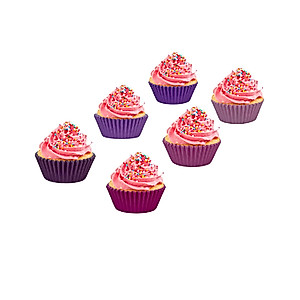 qiqee Mini 300-Count Cupcake Liners Cupcake Cups Food Grade 6 Solid Pink Purple Colors Cupcake Papers Baking Cups Cupcake Wrappers (Mini Size)
