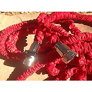 Casa Felice Expandable 50 Foot Garden Water Hose By Heavy Duty Double Layer Latex Fabric Core - Corrosion Resistant, Leak-Proof Nickel Alloy Fittings - Lightweight, Retractable, Tangle-Free Design