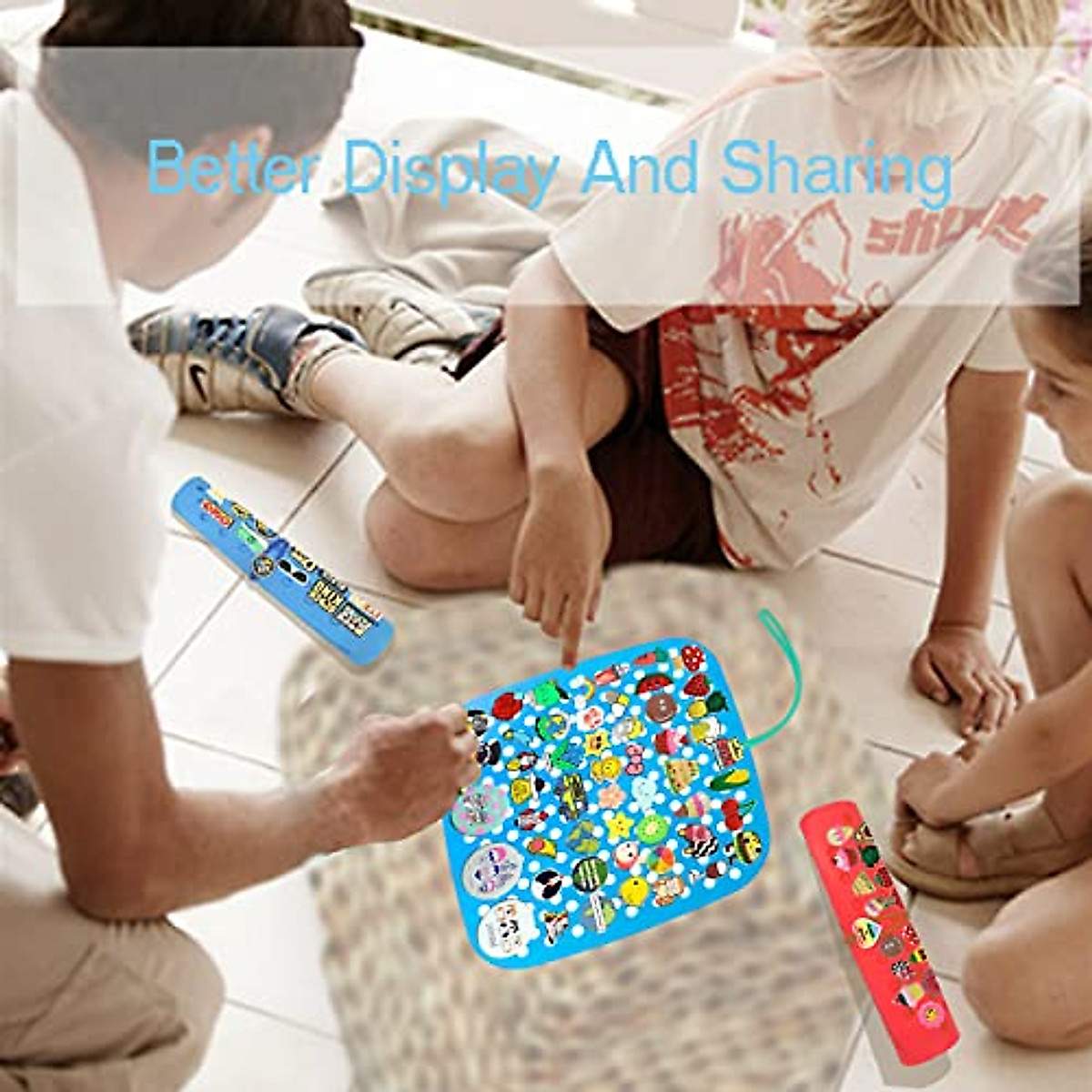 daekpaek croc charm organizer Shoe Charms Display Stand Black Blue 2Pieces Portable Flexible organizers and storage Roll Bag (Croc Charms not Included)