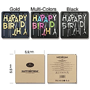 Comluge 13Pcs 3.55 Inches 3D Gold Happy Birthday Letter Candles for Cake Metallic Looking Candles for Birthday Cake Cupcake Candles(Small, Gold)