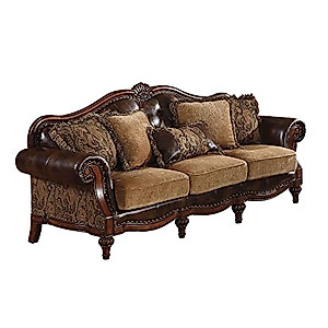 ACME FURNITURE AC-0 Sofa, 2Tone Brown PU & Chenille