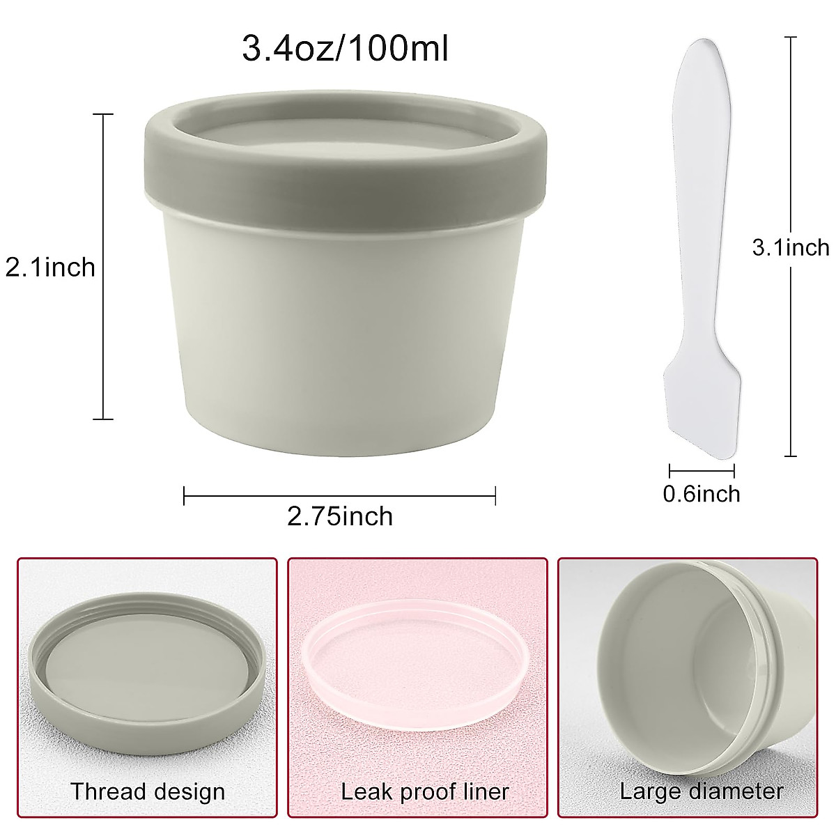 Cosywell Travel Containers for Toiletries Plastic Cream Jars 3.4oz/100ml Empty Cosmetic Pot Jars 4 Pieces Refillable TSA Approved Leak-proof Travel Size Accessories with Lids（Black）