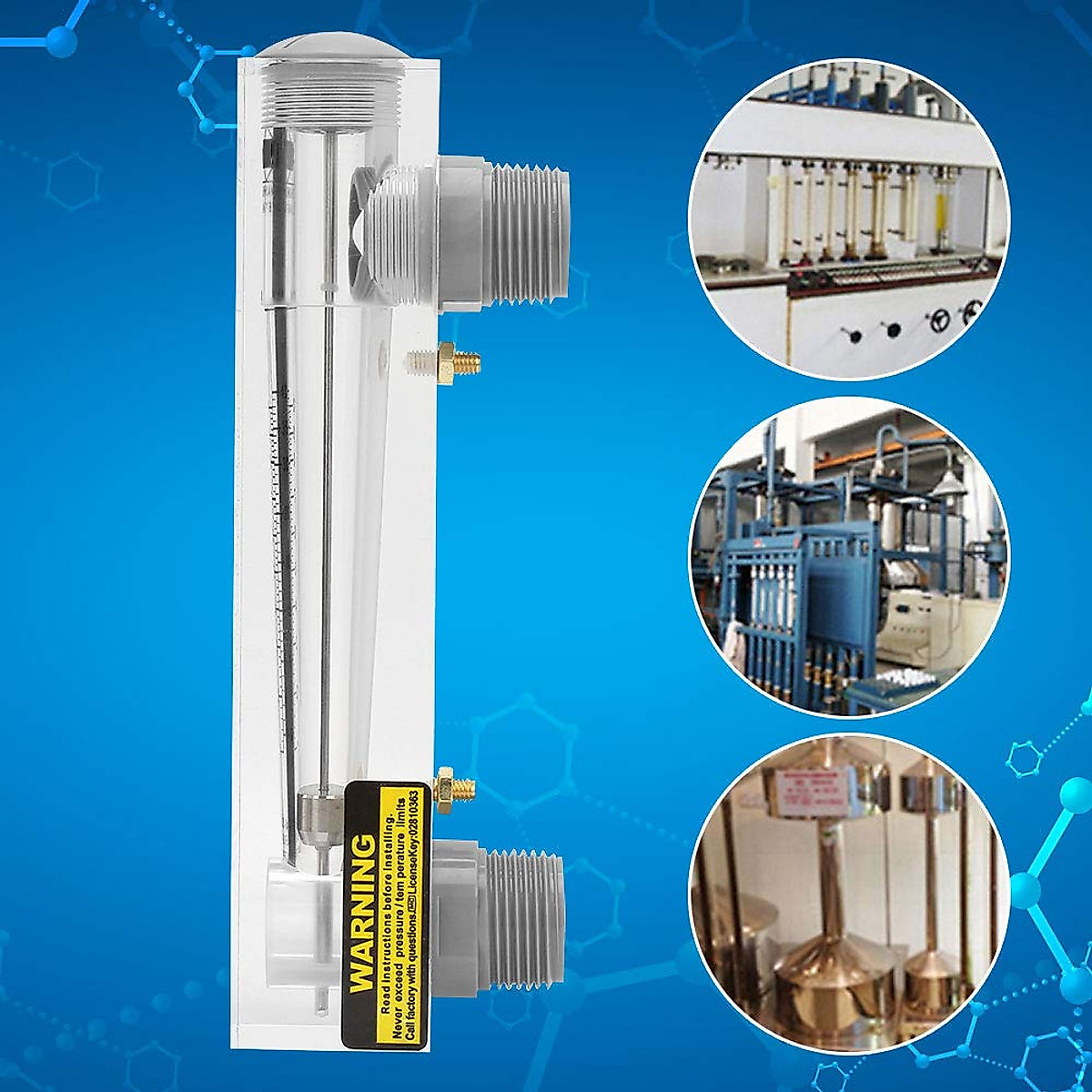 LZM-25 Acylic Flowmeter, 1-10GPM Liquid Meter, Water Tube Design Liquid Flowmeter Measure, Button Panel Type Water Meter, Thread Interface, External ZG1