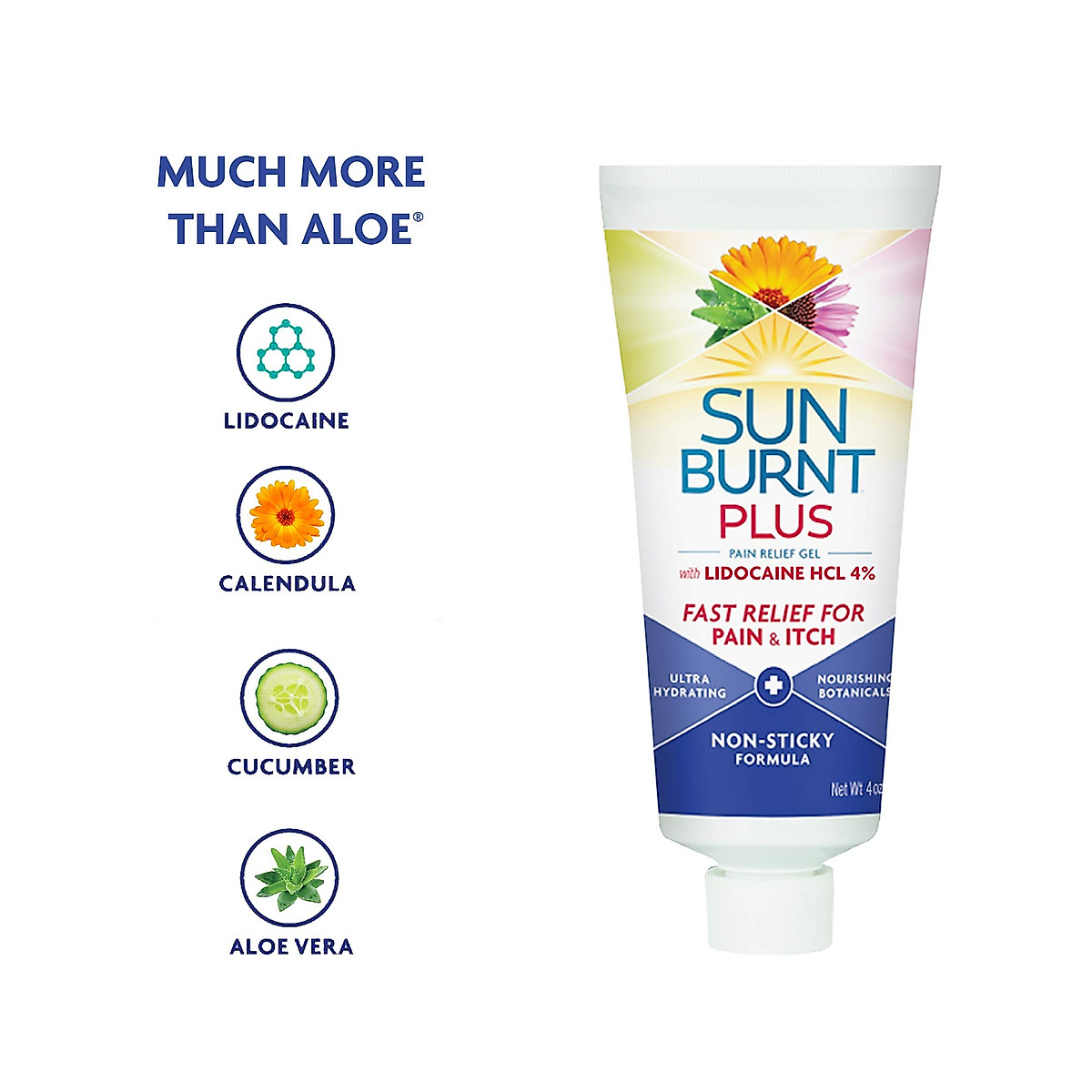 Sunburnt Plus After-Sun Gel with Lidocaine, 4 Ounce