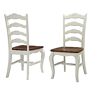 Home Styles French Countryside Oak/White Pair of Chairs with Distressed Oak and Rubbed White Finish 16.5D x 17.75W x 18H in
