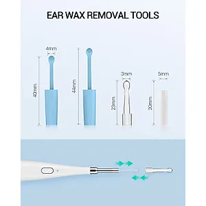 eutto Wireless Otoscope with Gyroscope, 0.15in Probe HD Ear Camera, 6 LED Lights, Ear Inspection Camera, Ear Wax Removal Tools, Compatible with iPhone and Android