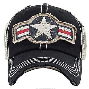 Funky Junque Mens Baseball Cap - Air Force Star Roundel (Black)