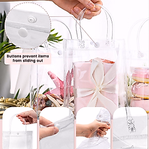 VGOODALL 24PCS Clear Gift Bags with Handle, Plastic Bags Gift Bags Thickened PVC Goodie Bags for Wedding Birthday Baby Shower Party Favor(5.9"x2.8"x7.9")