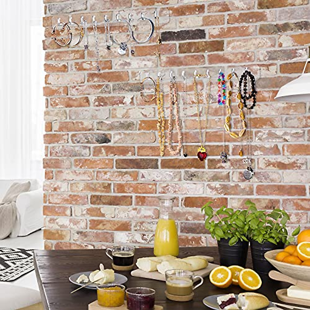 6 Pieces Acrylic Necklace Holder Set Wall Mounted Necklace Hanger Jewelry Organizer Hanging with 9 Hanger Hooks, Jewelry Hangers for Girls Women Necklace, Bracelet (Transparent)