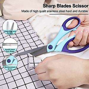 Craft Scissors Set of 4 Pack , All Purpose Sharp Blade Shears Rubber Soft Grip Handle, Multipurpose Fabric Scissors Tool Great for Adults, Office, Sewing, School and Home Supplies, Blue