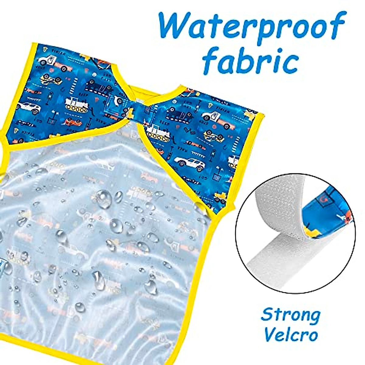 byGG Smock for Baby and Toddler Waterproof Bibs, Mess proof, Fun design, for Eating and other Activities with Catcher Easy clean, Washable