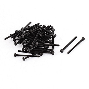 uxcell M2 x 25mm Alloy Steel Hex Bolt Socket Head Cap Machine Screws Black 50 Pcs
