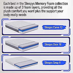 Sleepy's by Mattress Firm | Memory Foam Curve Mattress | Queen Size | 12" Plush | Pressure Relief | Moisture Wicking Breathable | Adjustable Base Friendly