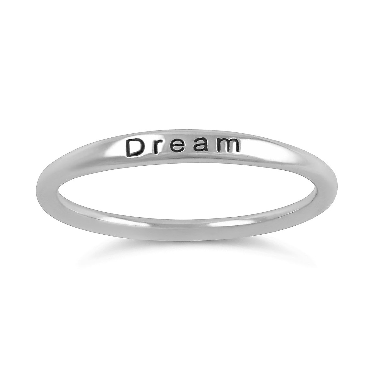 SILVERCLOSEOUT Rhodium Plated Sterling Silver Ladies Dainty Stacking Dream Ring - Size 9