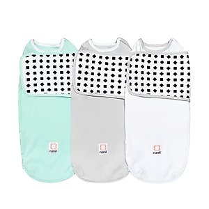 Nanit Breathing Wear Swaddle 3-Pack â€“ Works Pro Baby Monitor to Track Breathing Motion, Like Your Hand On Their Heart from Anywhere, 100% Cotton, Size Small, 0-3 Months, Multi-Color