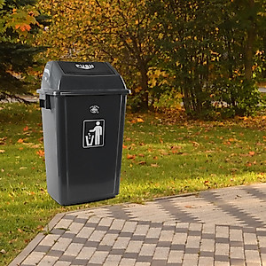 Obstnny 4 Packs Large Plastic Garbage Can, 60 L Swing Top Lid Trash Bin, Gray