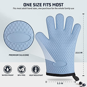 Extreme Heat Resistant BBQ Gloves -2pcs, Oven Gloves & Smoker Gloves, Fire & Oil Frozen Handling Resistant Grilling Gloves for Oven, Grill, Smoker, and Fireplace, Flexible Silicone Gloves for Cooking