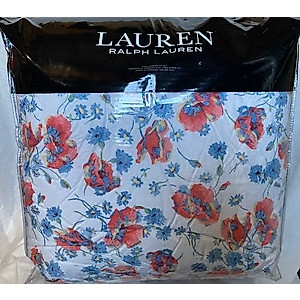 Lauren Ralph Lauren Kylah Blue Red Floral Full Queen 3 pc Duvet Cover Set Shams