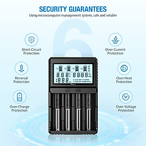 18650 Battery Charger with Testing Functions, POWXS Universal 3.7V Charger for Li-Ion Rechargeable Batteries IMR Lithium 26650 21700 18650 16340 14500 10440, Ni-Mh/Ni-Cd AA AAA C Batteries