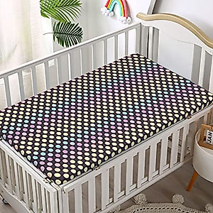 Polka Dots Themed Fitted Crib Sheet,Standard Crib Mattress Fitted Sheet Soft & Stretchy Fitted Crib Sheet-Great for Boy or Girl Room or Nursery,28“ x52“,Multicolor
