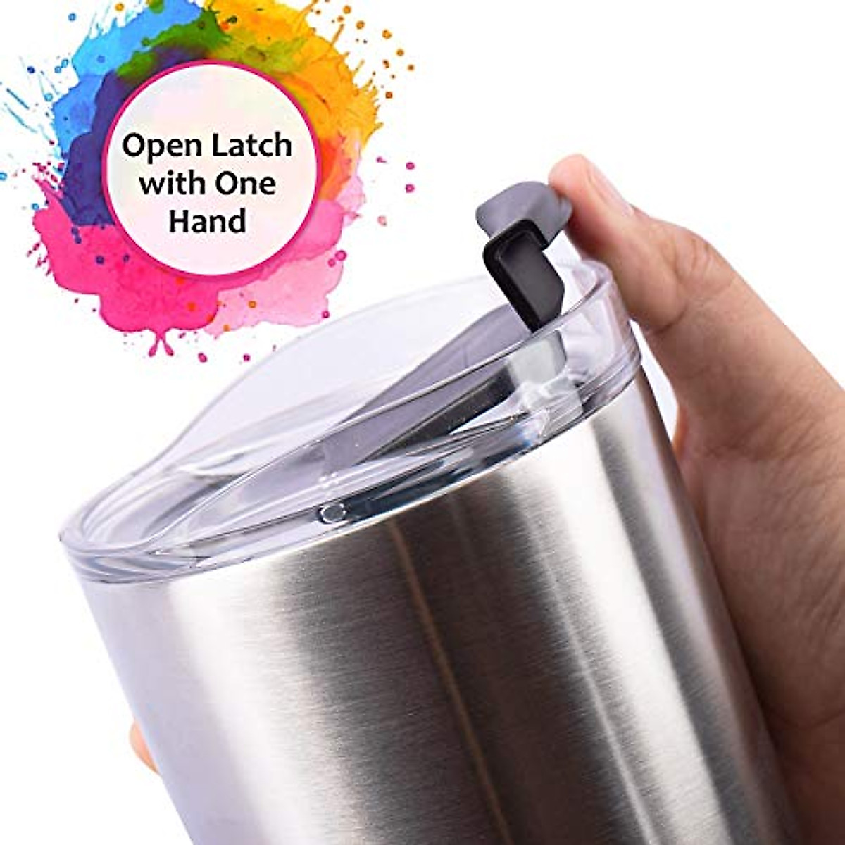 dscvr 2 Pcs Tumbler Replacement Lid Spill Proof, Shatter Resistant, Perfect Fit Lids Compatible with YETI Rambler, Ozark Trails,Fits Inside Diameter of 3.2 inch Tumbler (20 oz., Black)