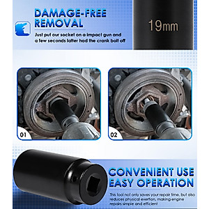 For Honda 19mm Crank Bolt Socket 77080 Harmonic Balancer Socket Tool, 3 Times Momentum Power of Standard Impact Socket