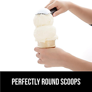 Gorilla Grip Large, Comfortable Handle, Heavy Duty Ice Cream Scoop, Professional Grade Scooper, Get Perfect Shape Scoops, Great for Spooning Frozen Hard Gelato and Sorbet, Cookie Dough, Melon, Gray