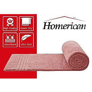 HOMERICAN Oversized Bath Towels Extra Large - Fluffy & Soft Oversized Turkish Bath Sheet - Quick Dry, Absorbent & Machine-Washable Cotton Towels for Bathroom, Hotel or Spa - 40x80, 600 GSM Terracotta
