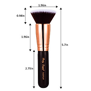 Party Queen Flat Top Kabuki Foundation Brush, Vegan Makeup Tool,Synthetic Makeup Brushes for Liquid, Cream,Blending Mineral,Powder,Buffing Stippling,Soft,Travel Size Makeup Tools,RoseGold