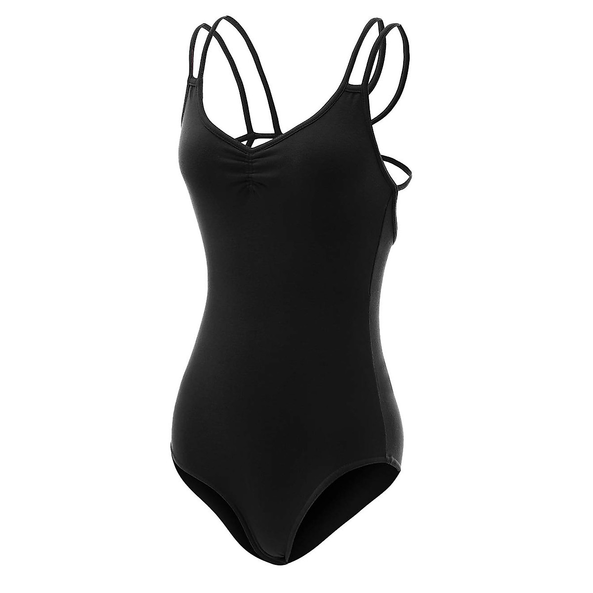 Daydance Black Women Dance Leotards Adult Double Straps Ballet Clothes