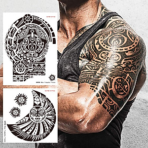 Kotbs 6 Sheets Extra Large Totem Temporary Tattoo Stickers, Waterproof Big Temporary Tattoos for Men Adults Guys Women Body Art Arm Shoulder Chest Make Up Fake Tattoos