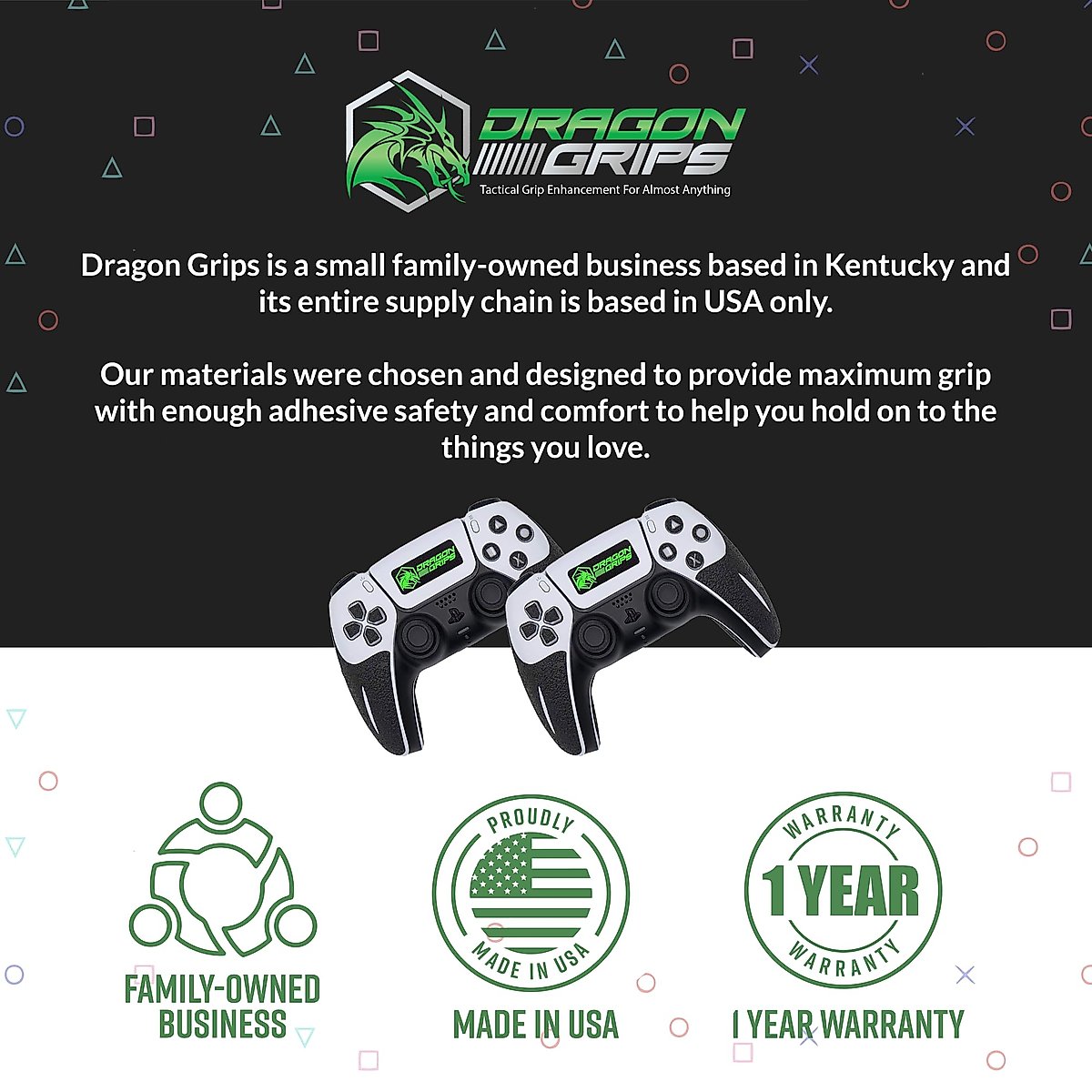 Dragon Grips PS5 Controller Grip, 22 Pcs Black Textured Non-Slip Rubber Controller Grips Stickers, Perfectly Fit to Any Handles, Trigger Buttons & D-pad, Sweat Resistant to Enhance Gaming Control, 2pk