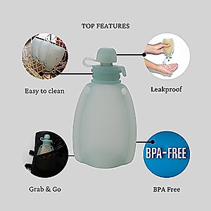 Squeezable Silicone Snack & Juice Feeding Pouch | Reusable Silicone 4OZ Snack Pouch