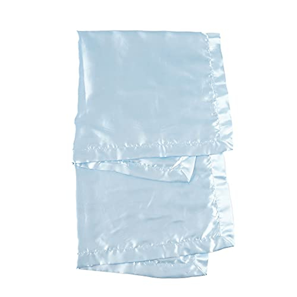 Heavens Cuddles Double Sided Pure Satin Baby Blanket (Light Blue) 48"x36"