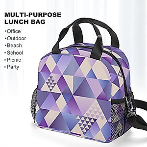 Ultra Violet Art Deco Printed Lunch Box Tote Bag with Handles and Shoulder Strap for Men Women Work Picnic