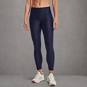 Under Armour Womens HeatGear Armour High Waisted Ankle No-Slip Leggings , Midnight Navy (410)/White , Large