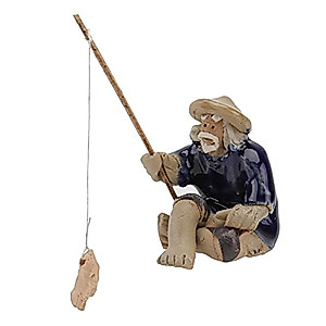 Yardwe 1pc Fisherman Ornament Pagoda Statue Small Human Garden Statue Figurine Fish Tank Fisherman Aew Action Figures Crafts for Boys Aquarium Adornments Ceramic Pagoda Elder Glass