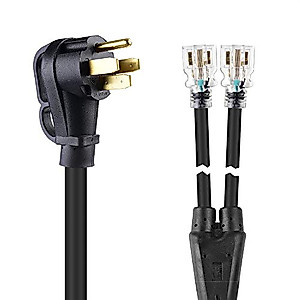 Cable Matters LED-Lit 4 Prong 50 Amp to 20 Amp Adapter for Generator (50 AMP to 110 Adapter Splitter) 2.5 Feet - NEMA L4-50P to 2X 5-20R