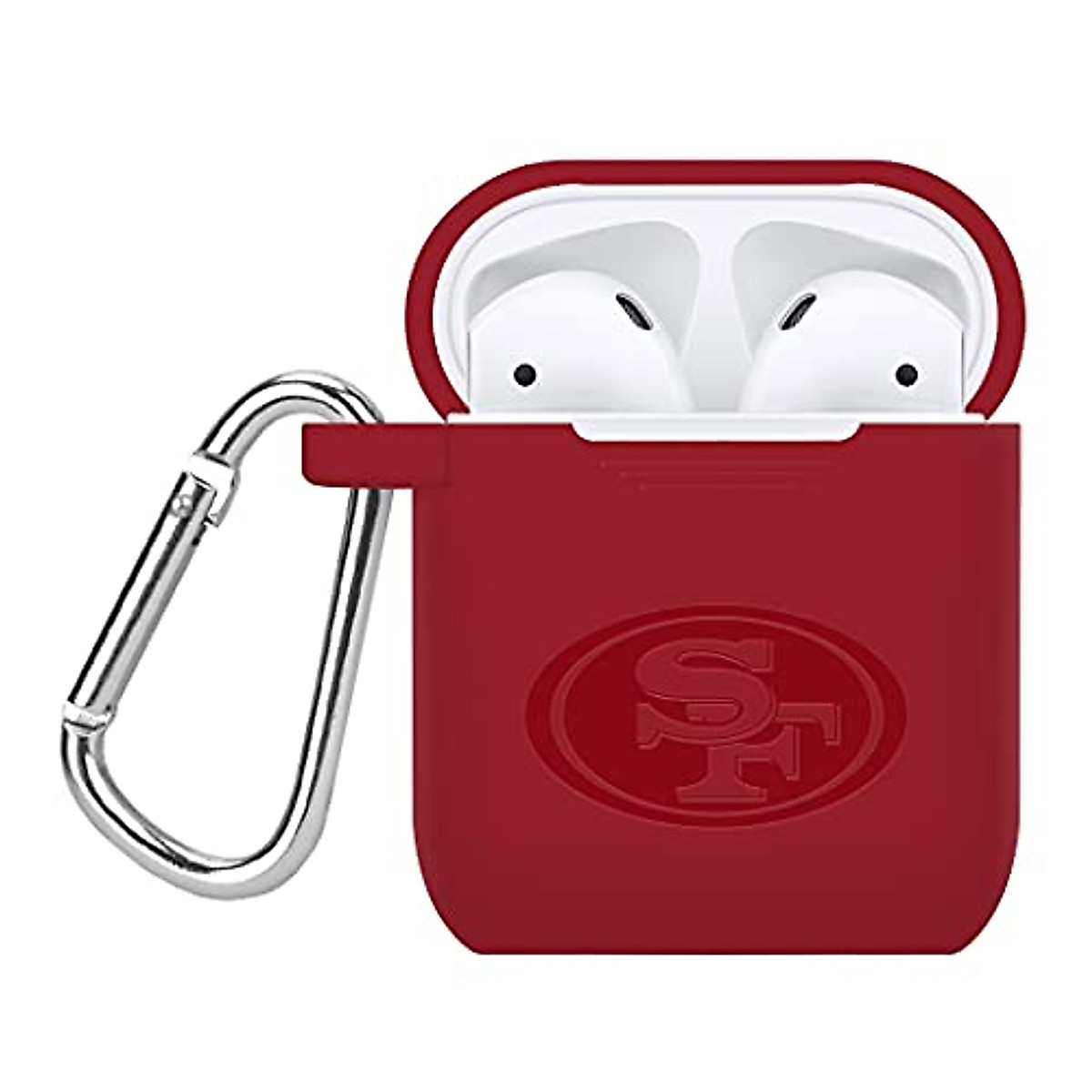 GAME TIME San Francisco 49ers Engraved Silicone Case Cover Compatible with Apple AirPods Gen 1&2 (Crimson)
