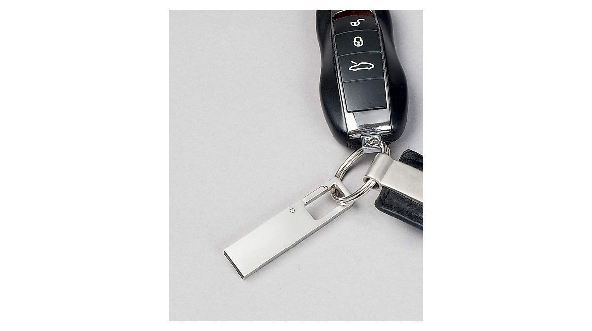 Premium Metal Silver Key Fob USB Drive - 64GB